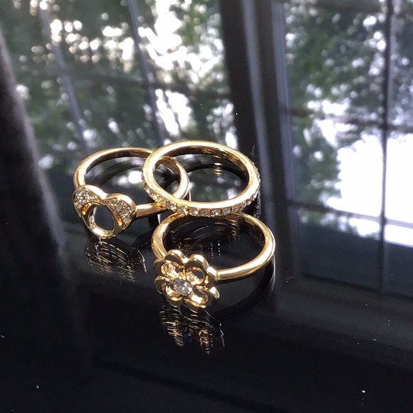 Coach | Jewelry | Coach Mti Stack Gold Rings Size 7 Set Of 3 Coach Gift ...